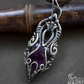 Sterling silver wire pendant with amethyst | Alien necklace – Artarina