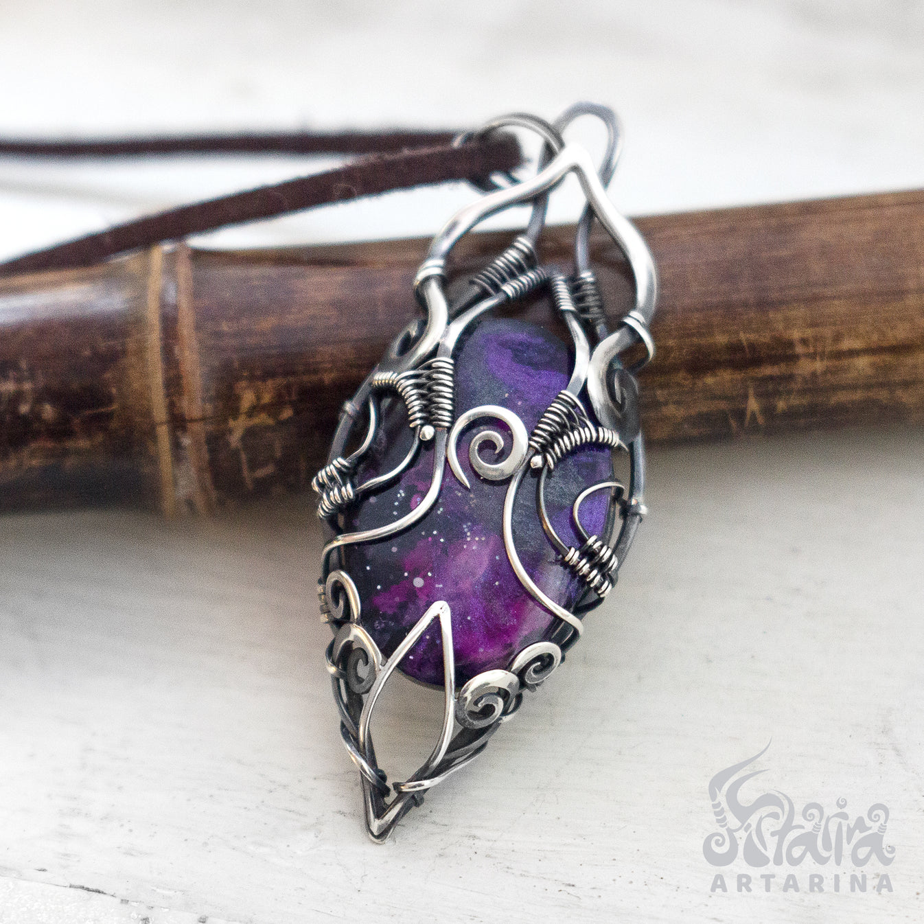 Galaxy meteorite necklace, Astral ancient aliens pagan jewelry, nebula ...