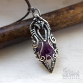 Sterling silver wire pendant with amethyst | Alien necklace – Artarina