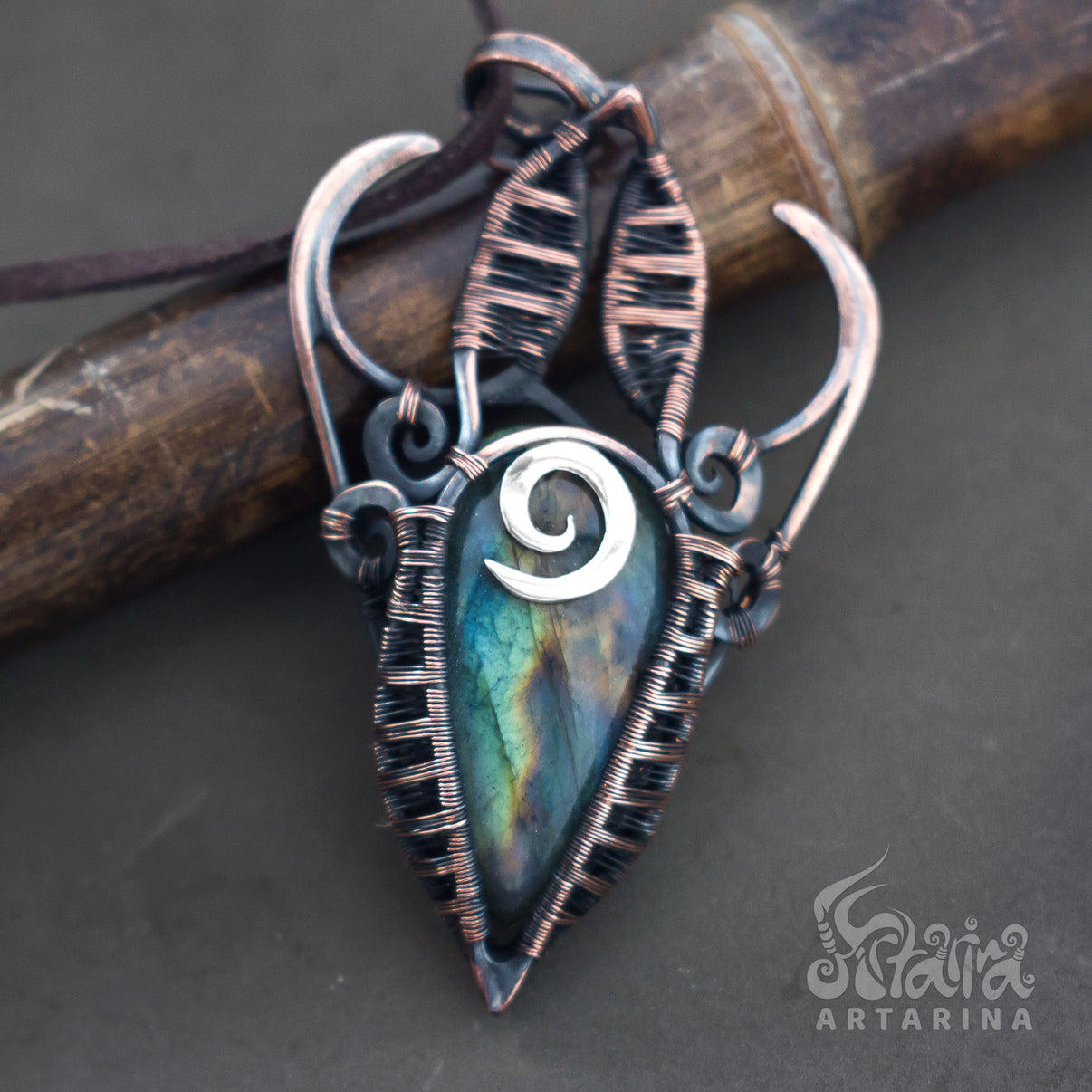 Alchemy mage tarot necklace, shaman talisman, mixed metal protection a ...