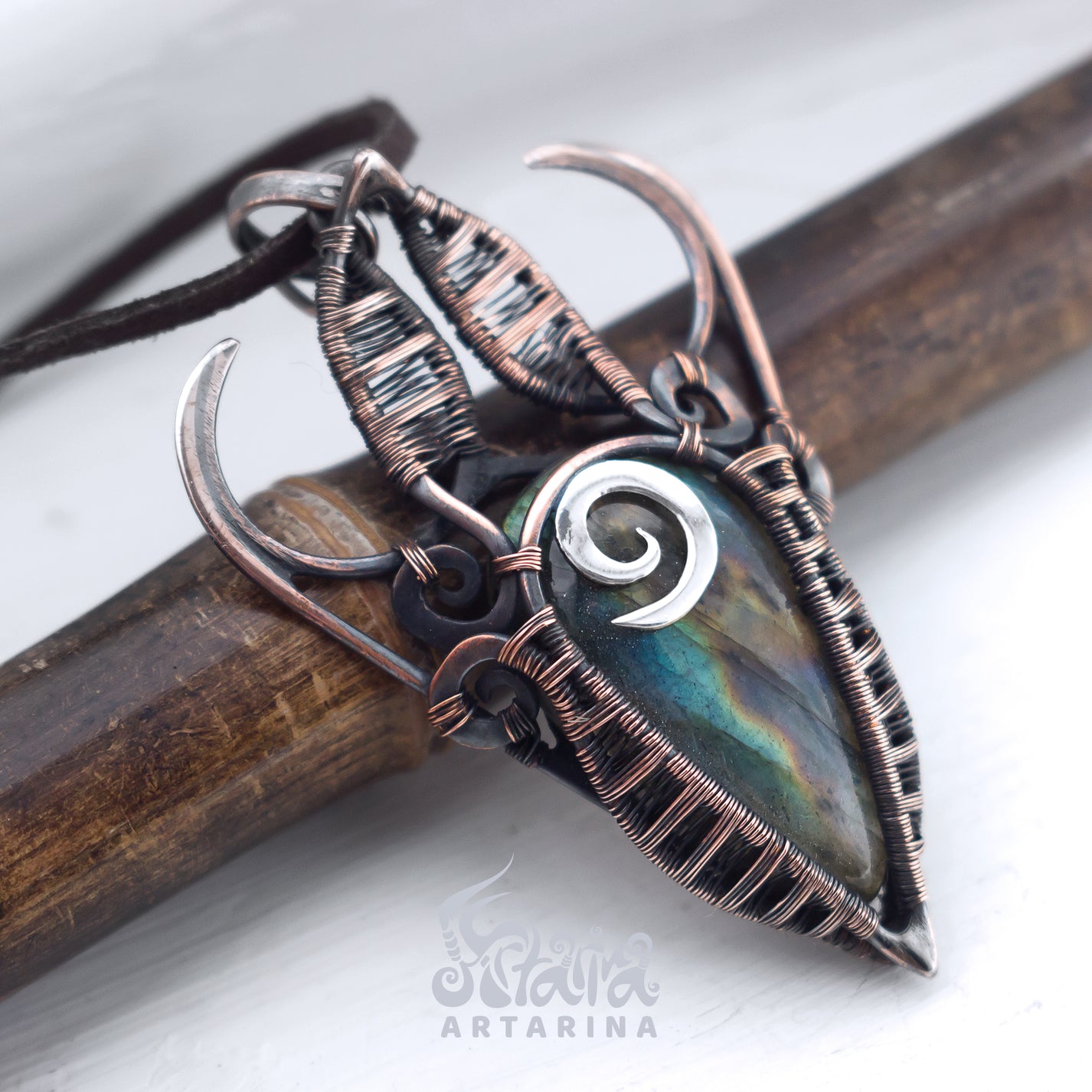 Alchemy mage tarot necklace, shaman talisman, mixed metal protection a ...