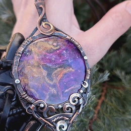 Astral spirit companion galaxy pendant, hand painted nebula pendant, s ...