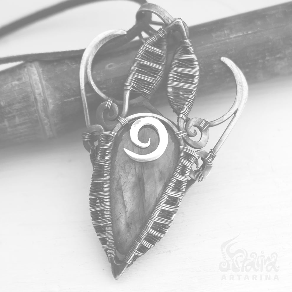 Alchemy mage tarot necklace, shaman talisman, mixed metal protection a ...