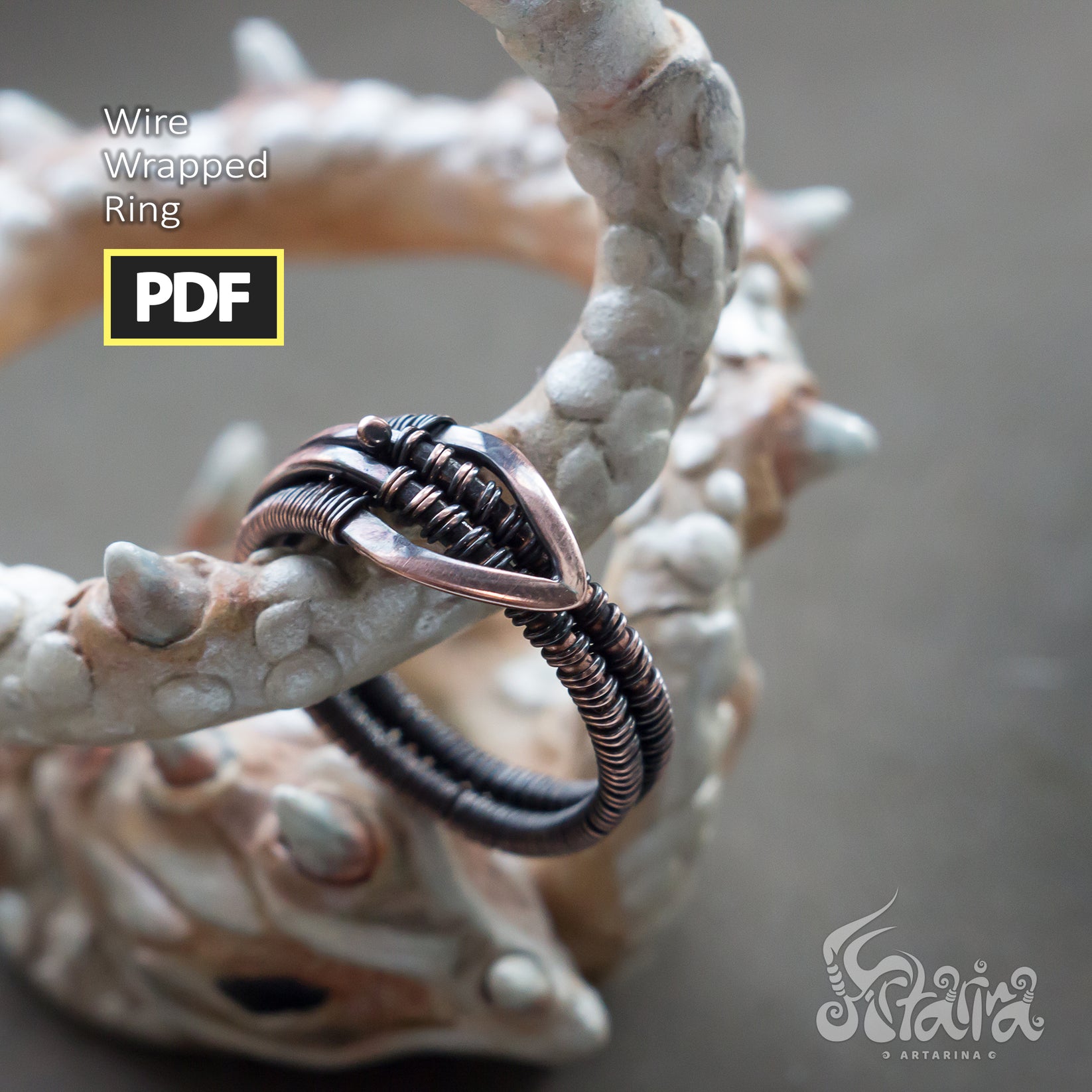 Wire wrapped handmade ring tutorial | Copper unique ring diy PDF – Artarina